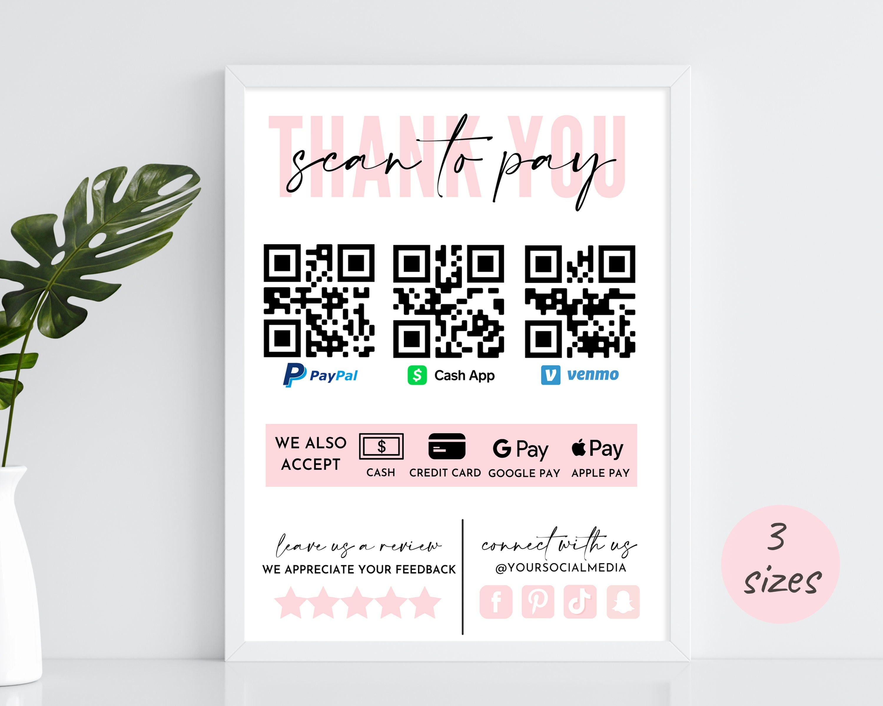 Editable QR Code Sign Canva Template Printable Scan to Pay | Etsy UK
