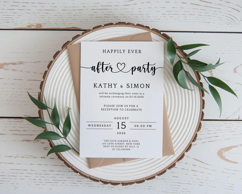 Reception Party Invitation, Happily Ever After Party Invite, Minimalist ...