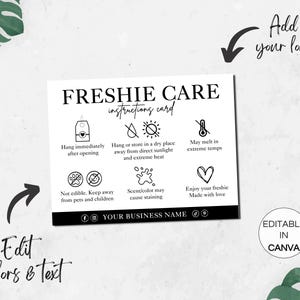 Editable Freshie Care Card Template, Printable Freshie Care ...