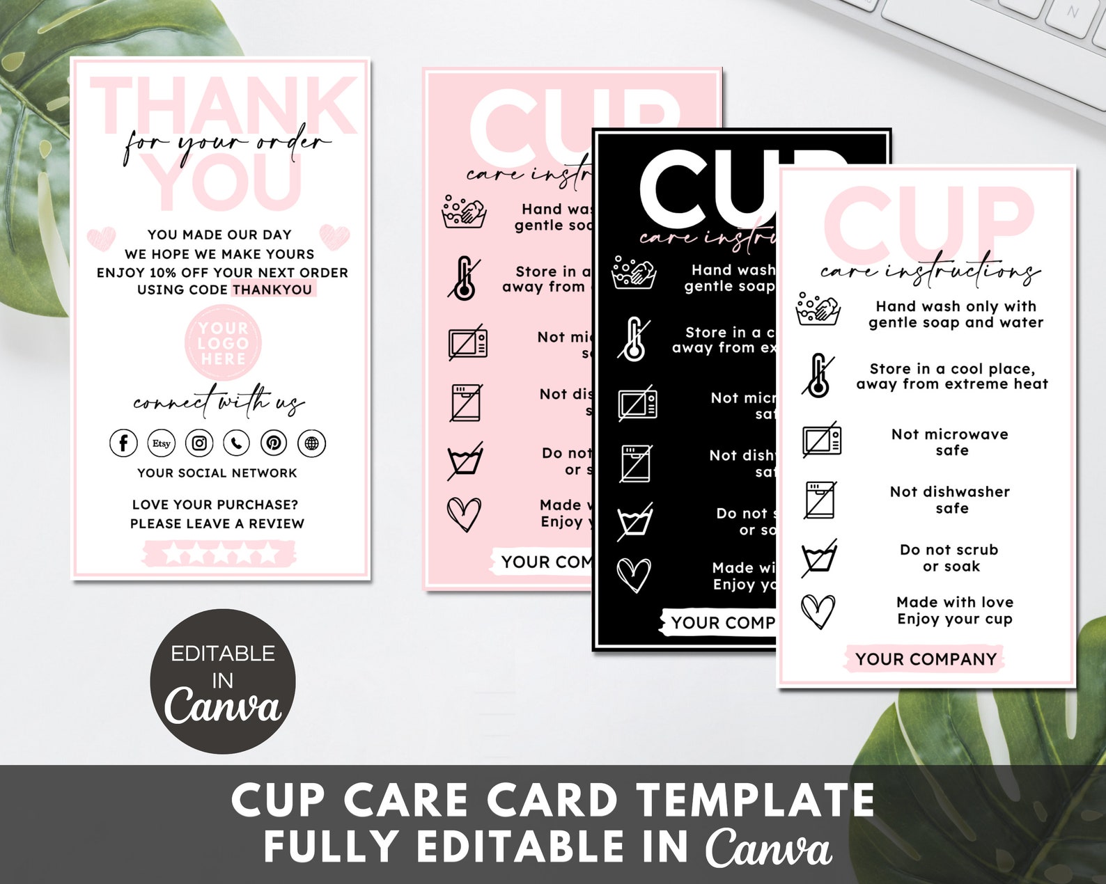 Cup Care Card Canva Template, Editable Cup Care Cards, Printable ...