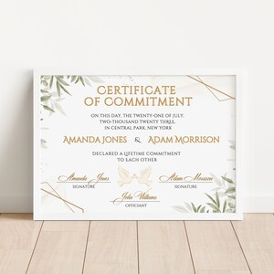 Commitment Certificate Template, Printable Certificate of Commitment ...