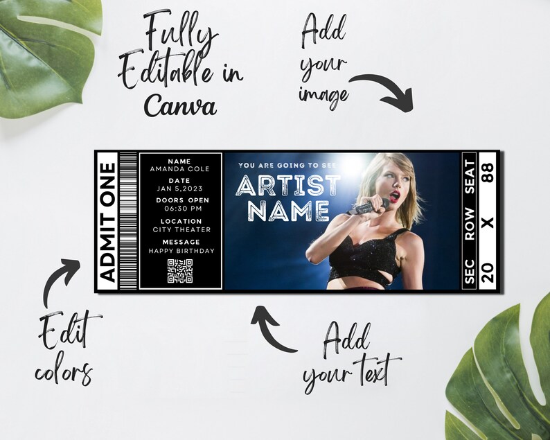 Editable Concert Ticket Canva Template Printable Event - Etsy