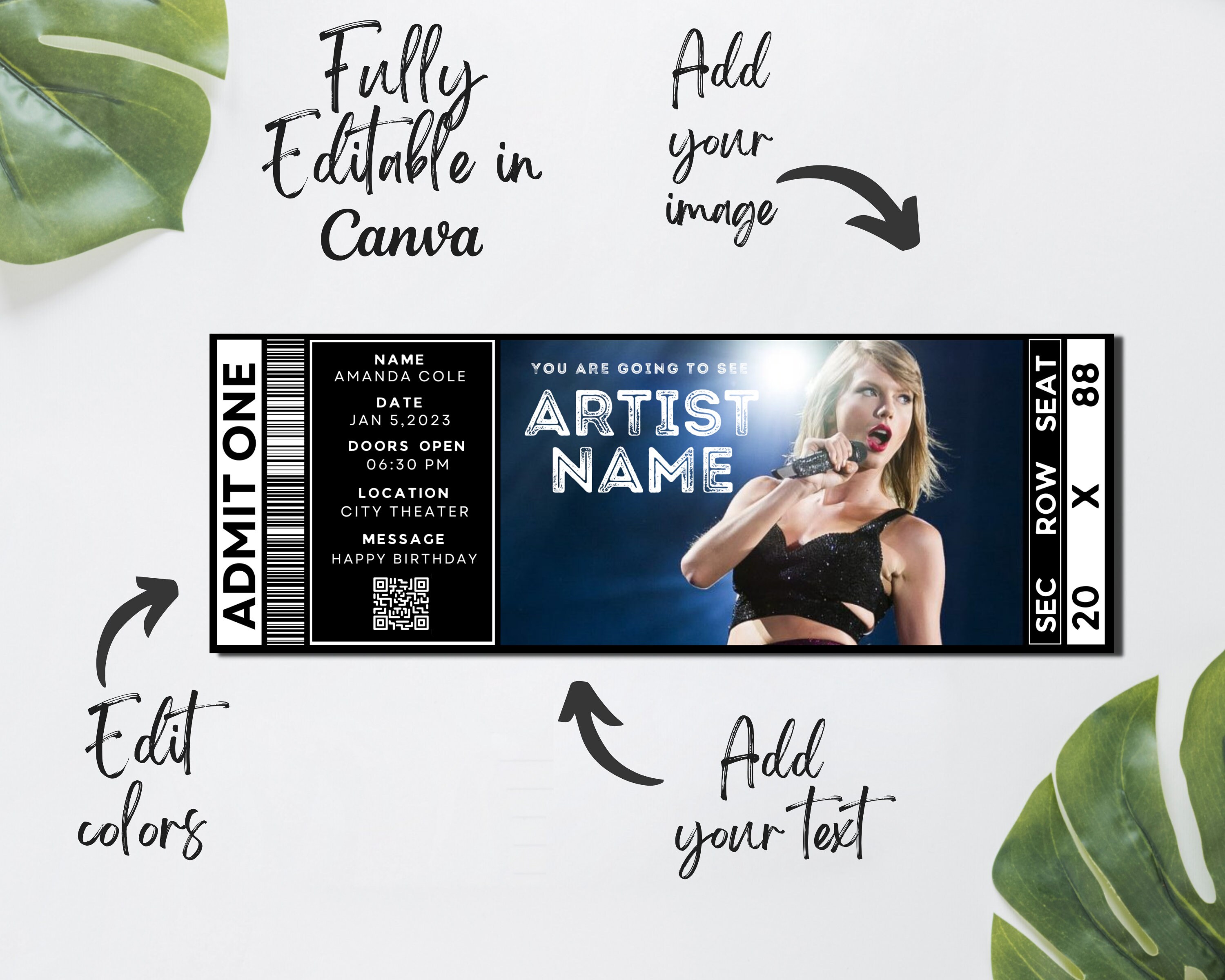 Editable Concert Ticket Canva Template Printable Event - Etsy Australia