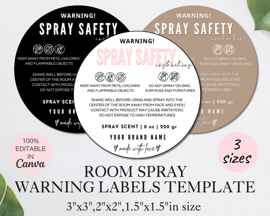 Room Spray Warning Label Template Editable Spray Caution - Etsy