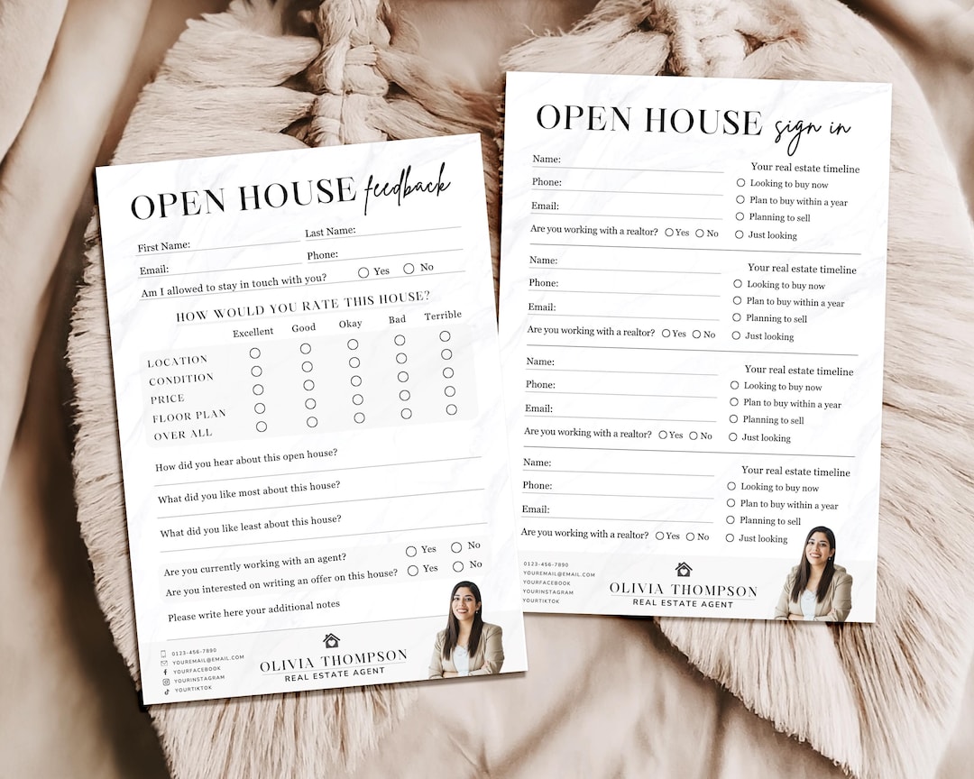 Editable Open House Sign in and Feedback Form Bundle, Printable Realtor ...