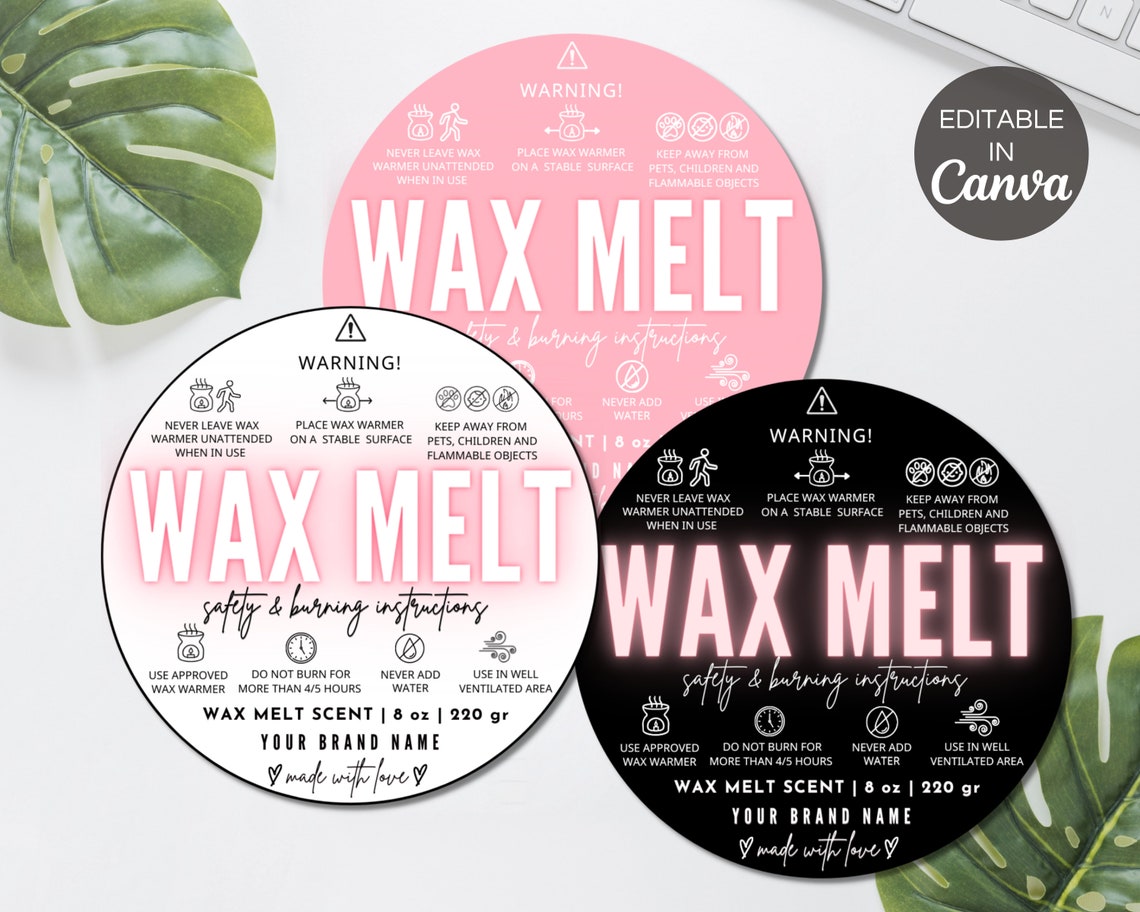 Wax Melts Warning Label Template Printable Wax Melt Safety - Etsy