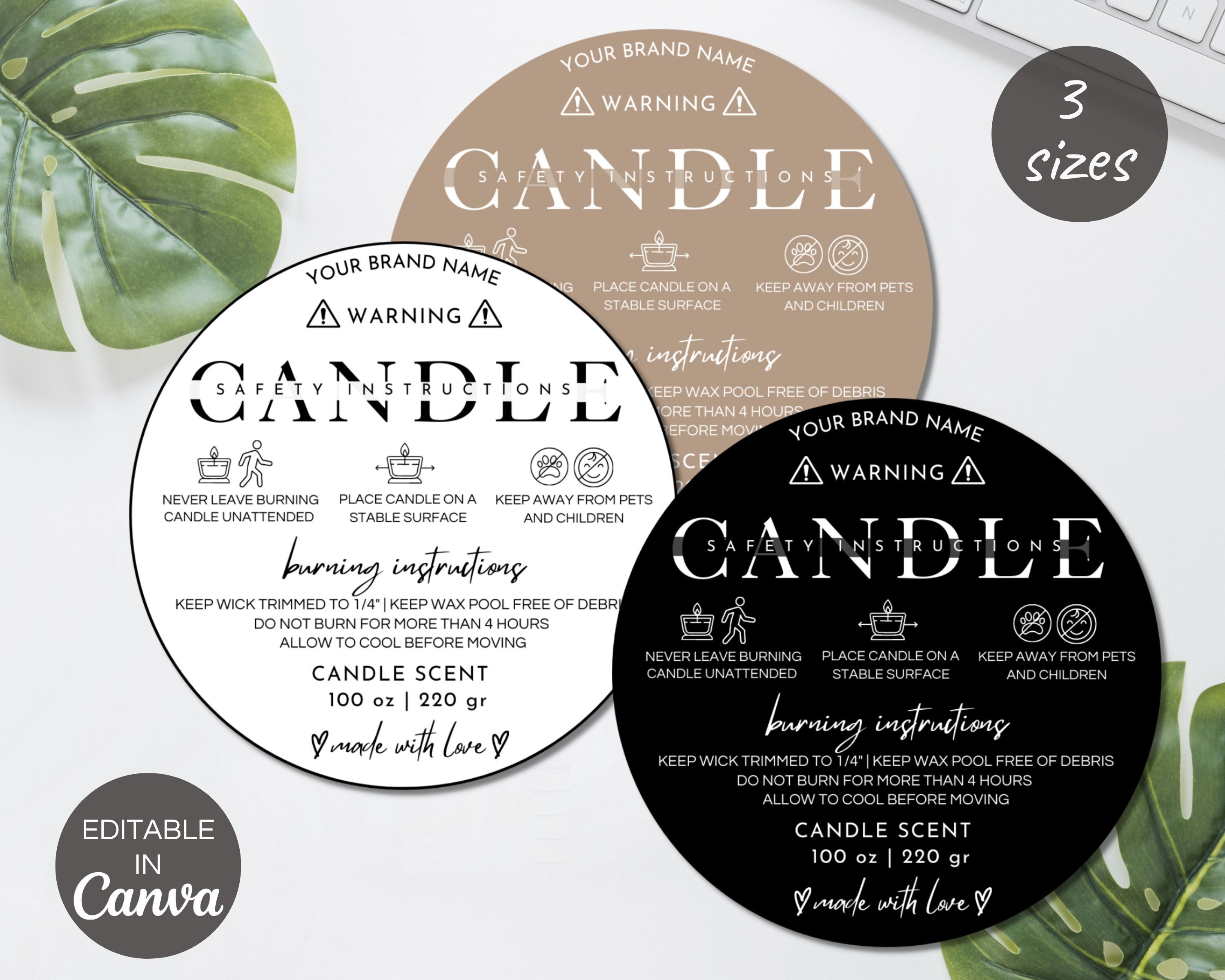 Editable Candle Warning Label Template Printable Candle 