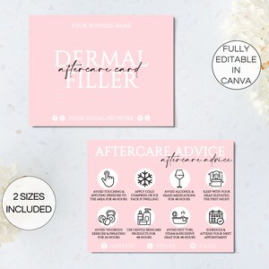 Dermal Filler Aftercare Card, Editable Dermal Filler Care Guide ...