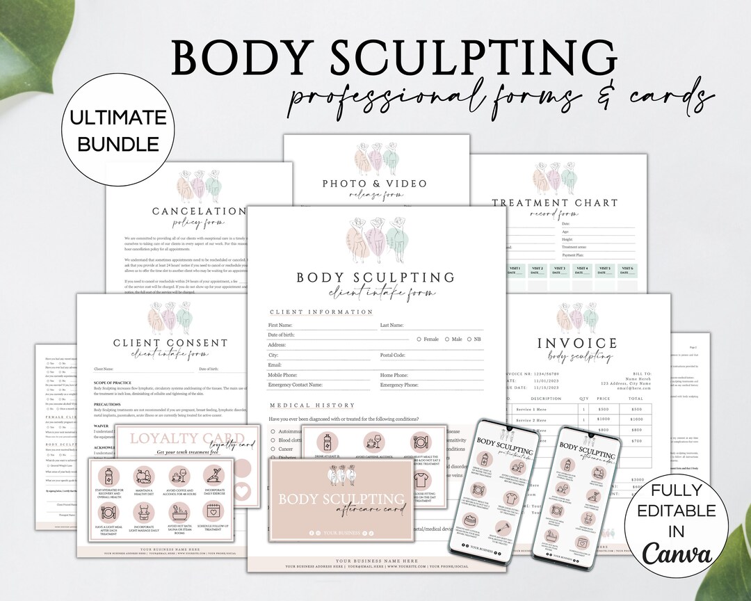 Body Sculpting Intake Forms Bundle, Editable Body Contouring ...