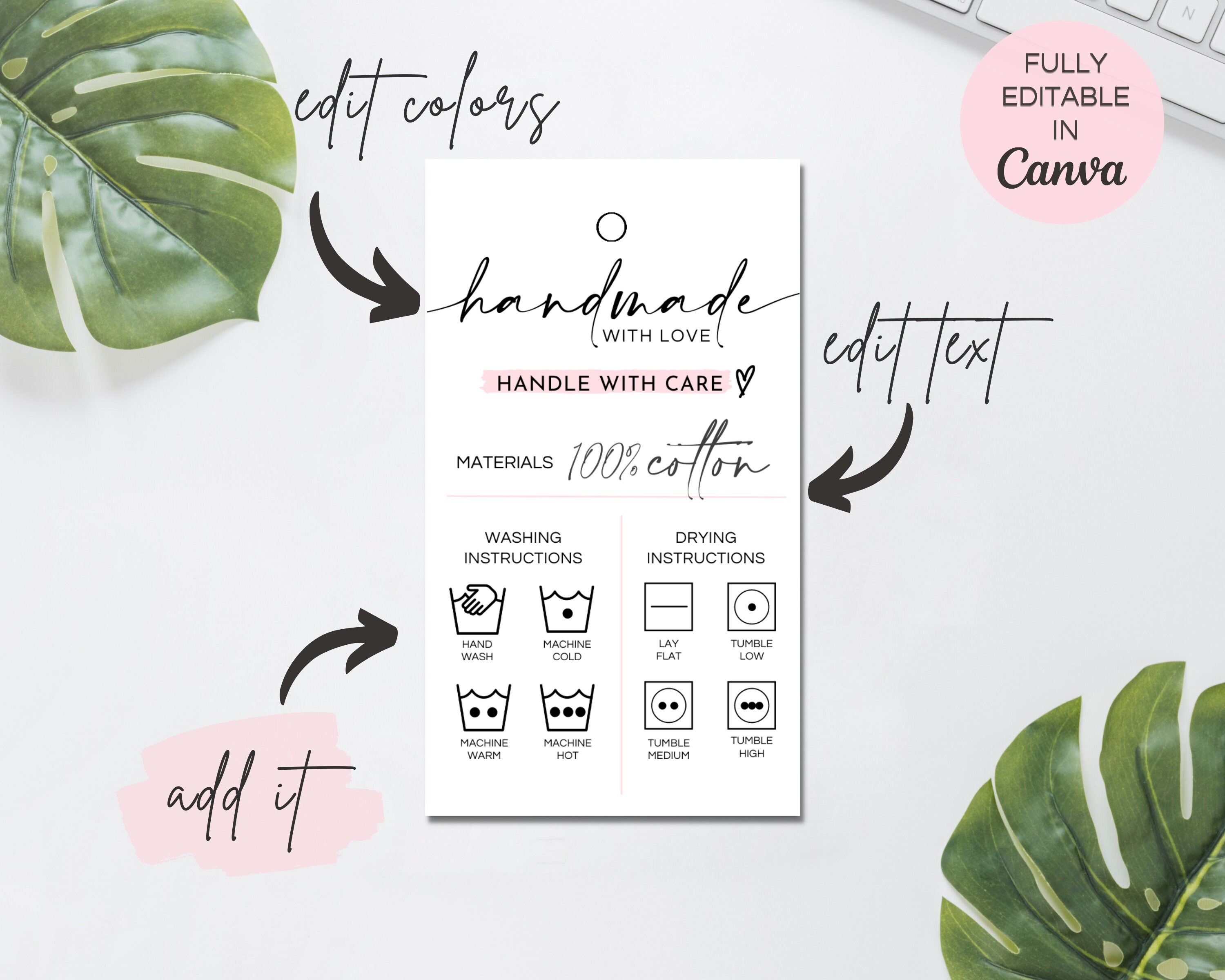 Handmade Editable Clothing Tag Custom Hang Tag Canva - Etsy