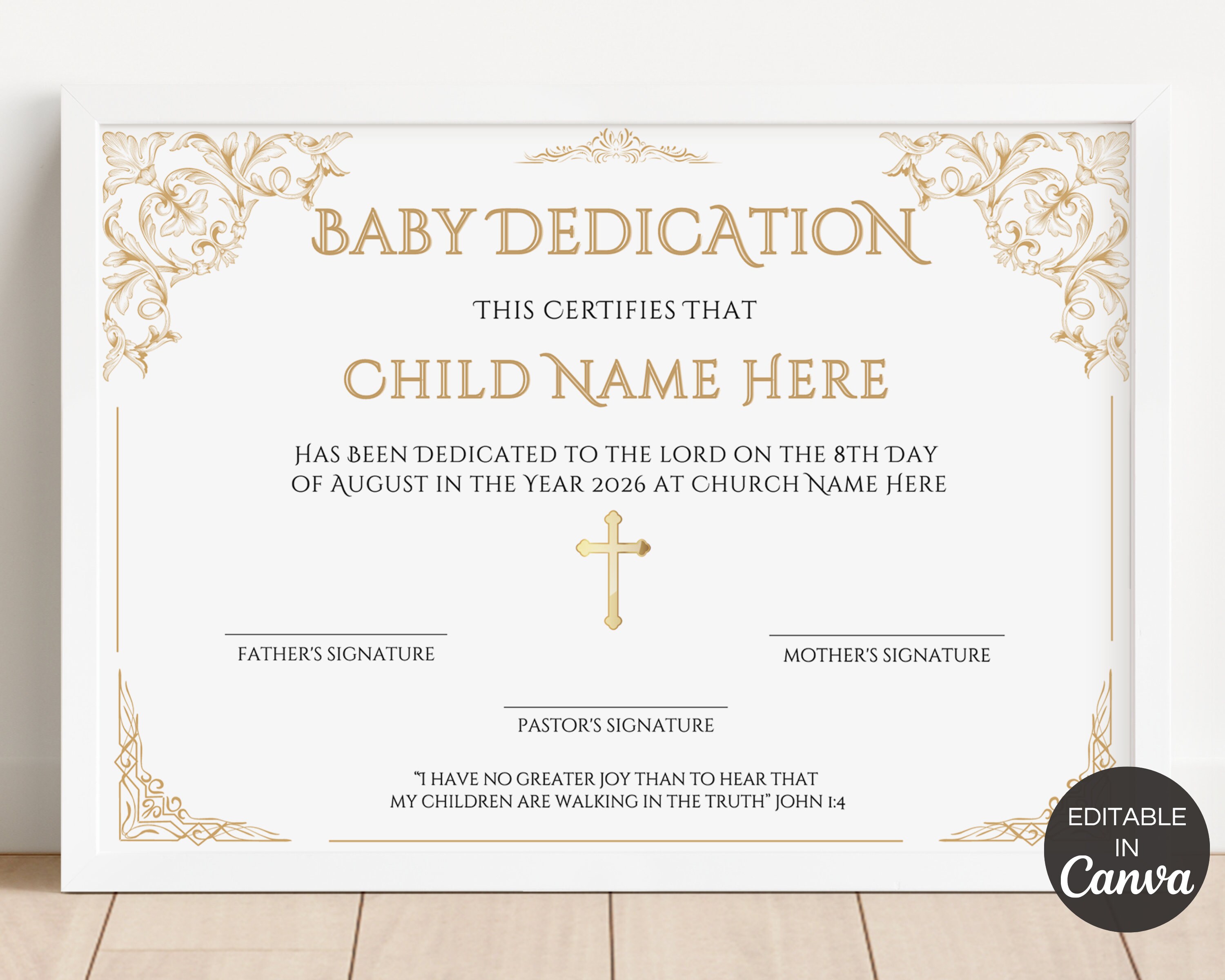 Editable Baby Dedication Certificate Printable Child - Etsy