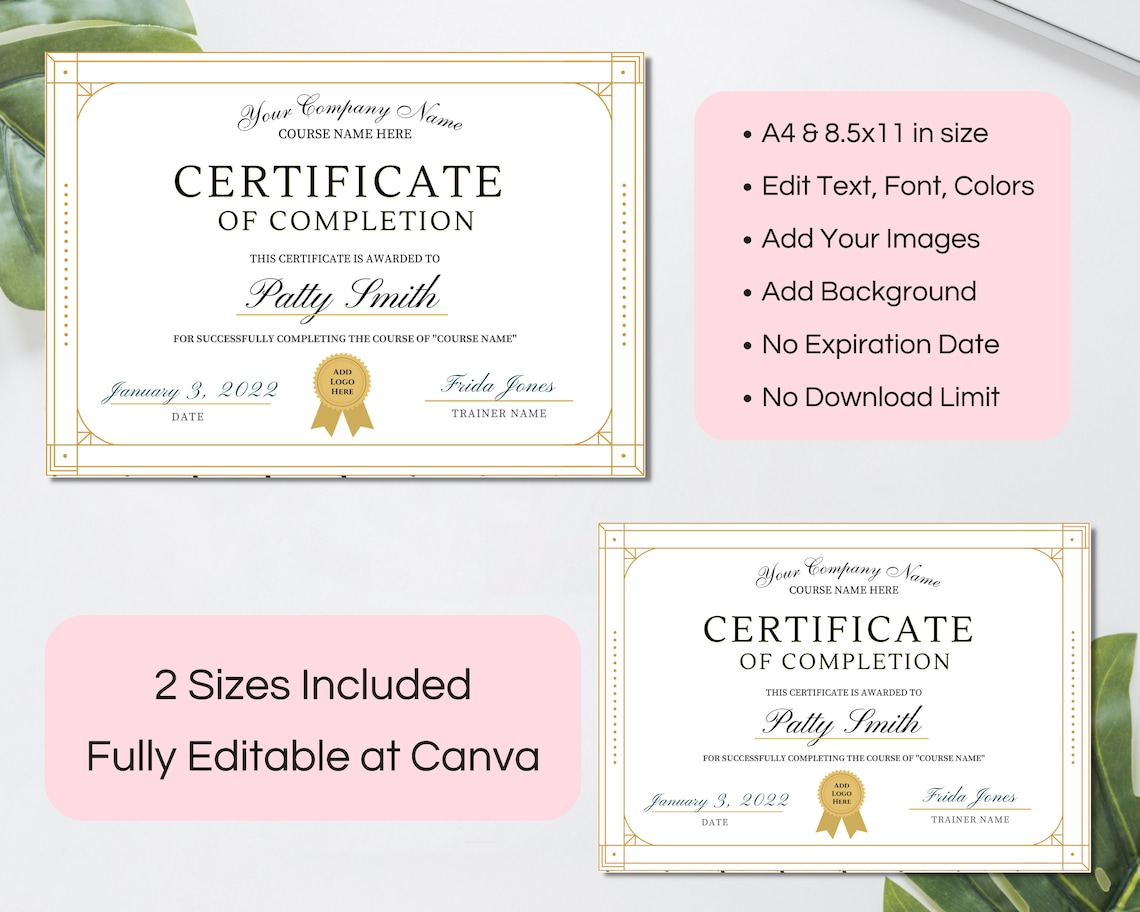 Certificate of Completion, Gold Completion Achievement Award ...