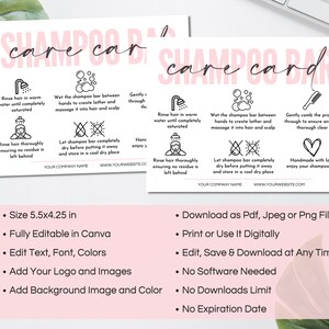 Shampoo Bar Care Card, Printable Solid Shampoo Instructions Cards ...