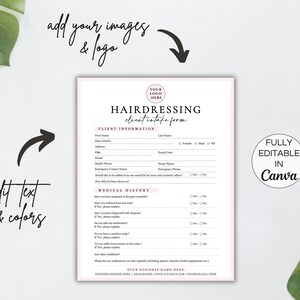Hairdressing Forms Bundle, Editable Hair Consent Form, Hair Instagram ...