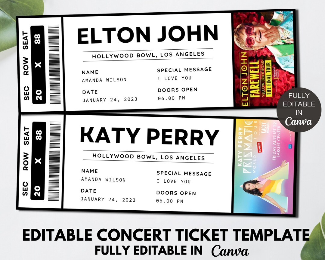 Concert Ticket Template Editable Event Ticket Canva Template - Etsy