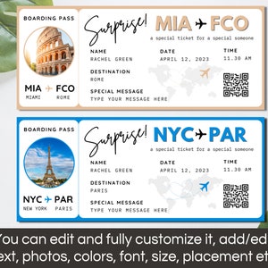 Editable Boarding Pass Template, Printable Airline Ticket, Boarding ...