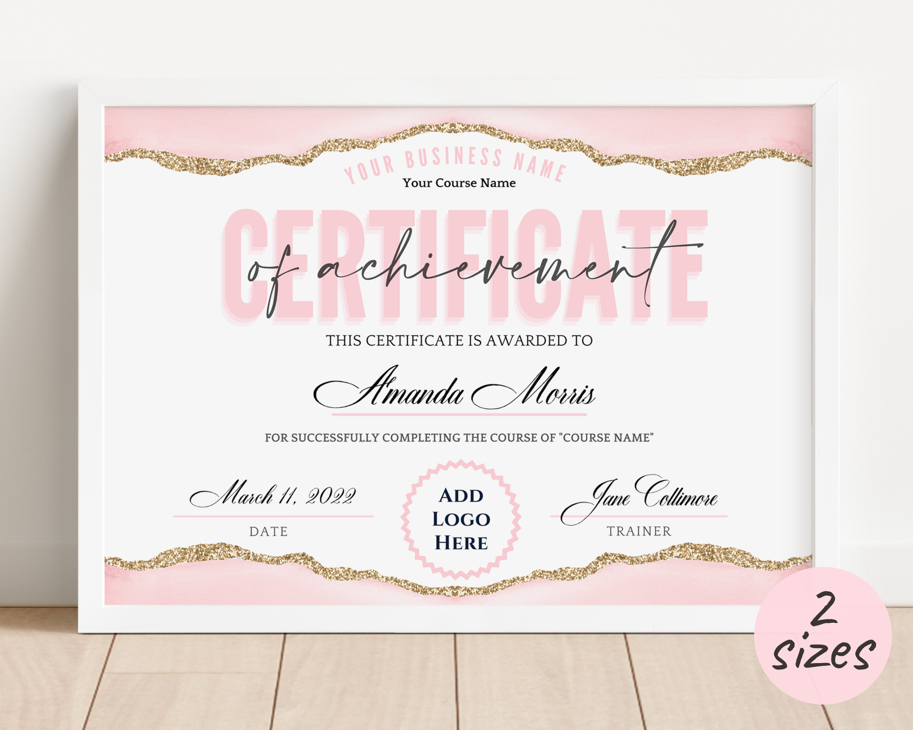 Editable Certificate of Achievement Template, Printable Certificate of ...