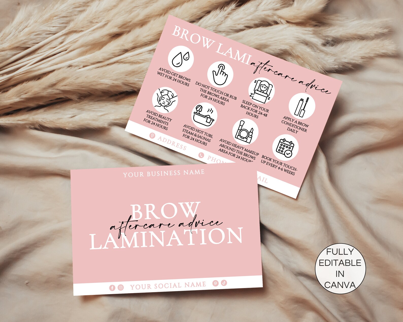 Brow Lamination Aftercare Cards, Printable Brows Lami Instructions ...