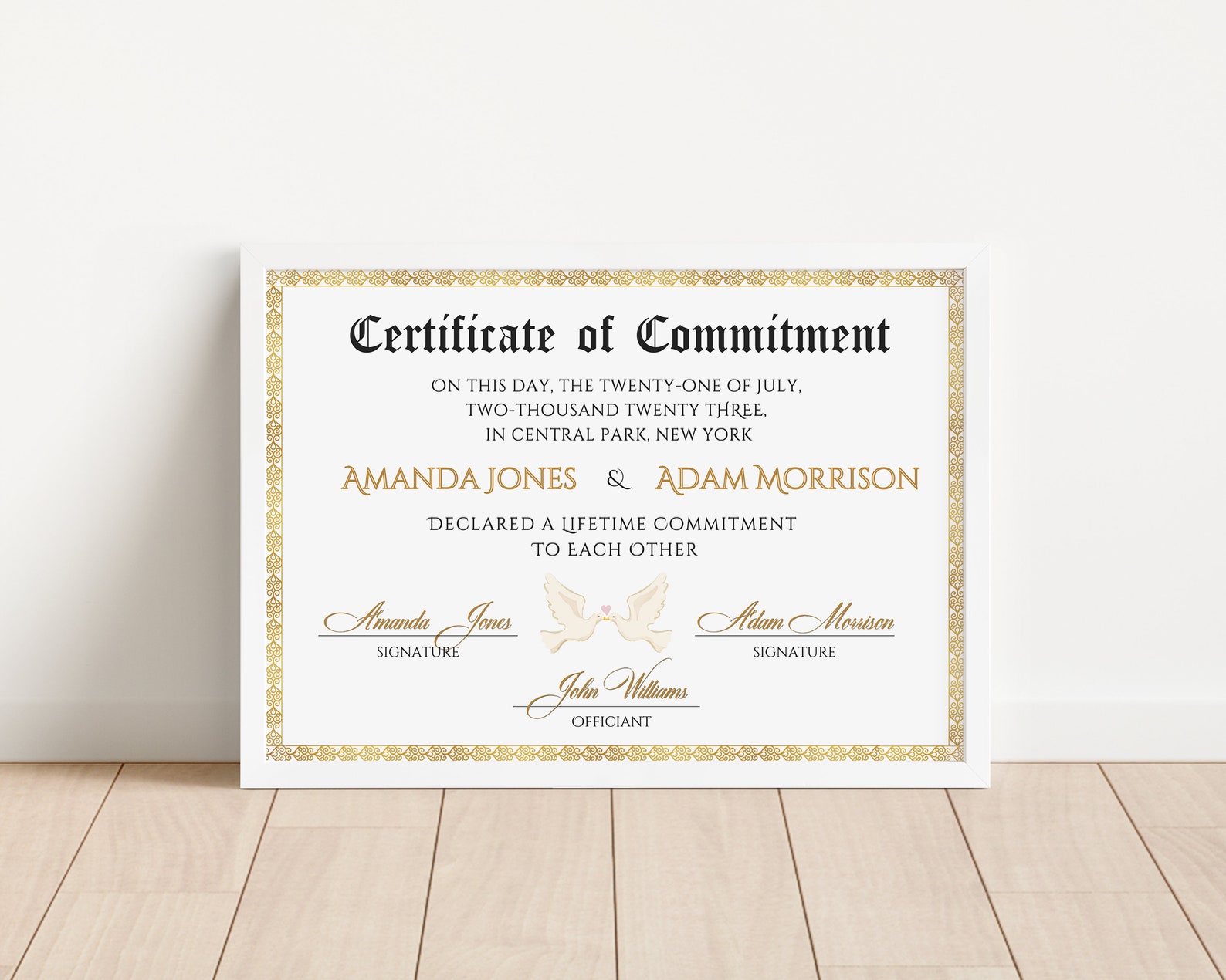Commitment Certificate Template, Printable Certificate of Commitment ...