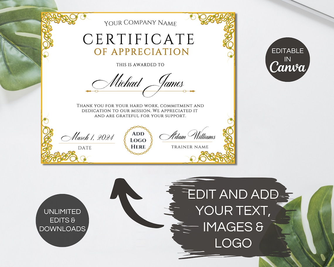 Editable Certificate of Appreciation, Printable Appreciation ...