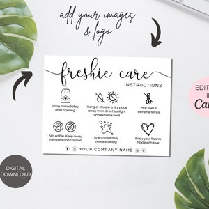 Editable Freshie Care Card Template, Printable Freshie Care ...