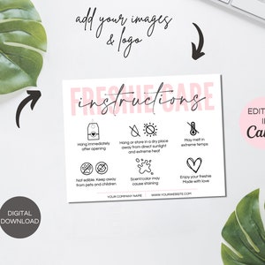 Freshie Care Card Template, Editable Freshie Care Instructions ...