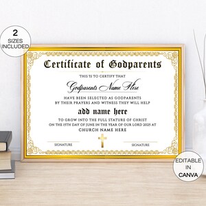 Certificate of Godparents Template, Editable Godparents Certificate ...