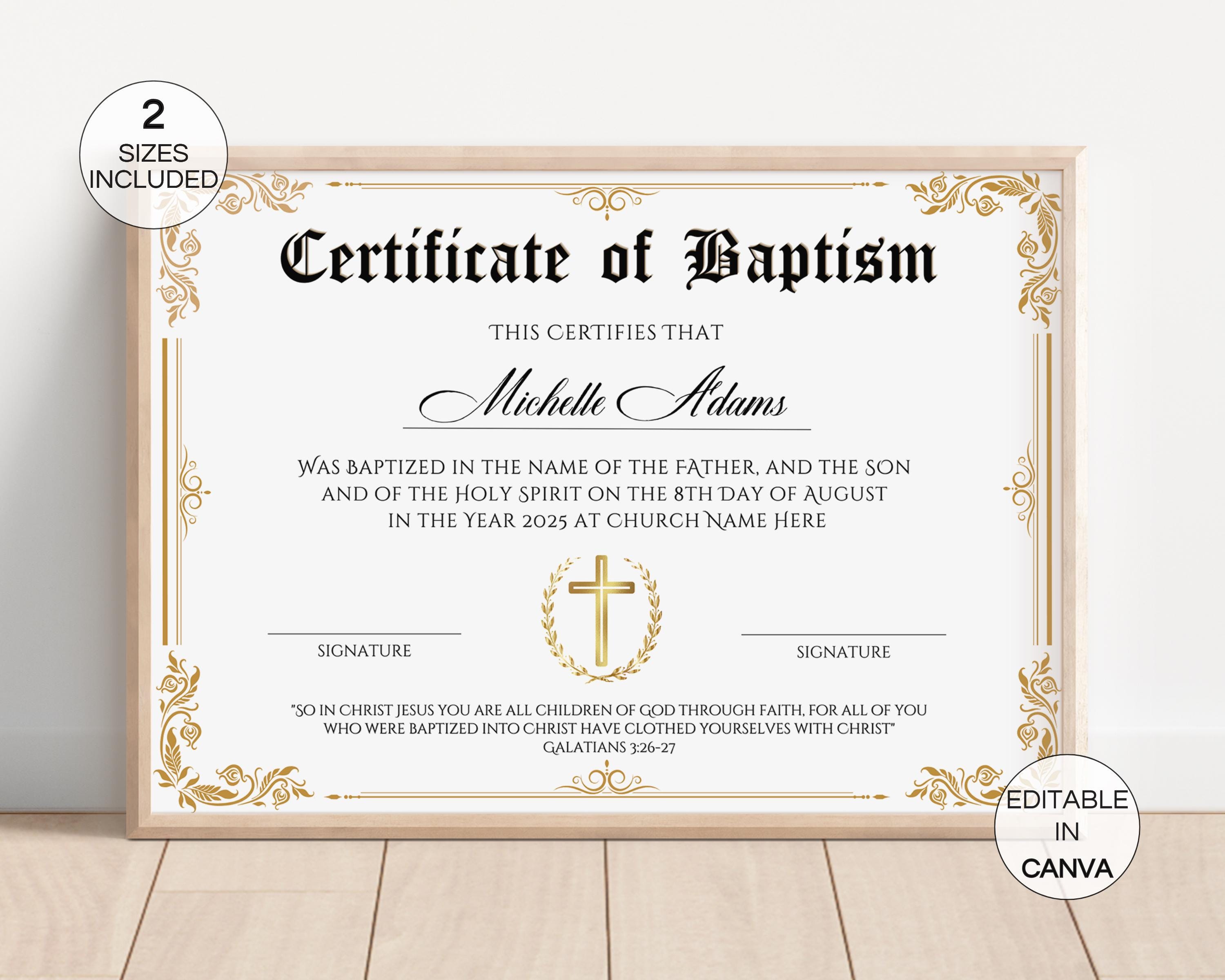 Catholic Baptism Certificate Template Editable 47 Baptism Certificate