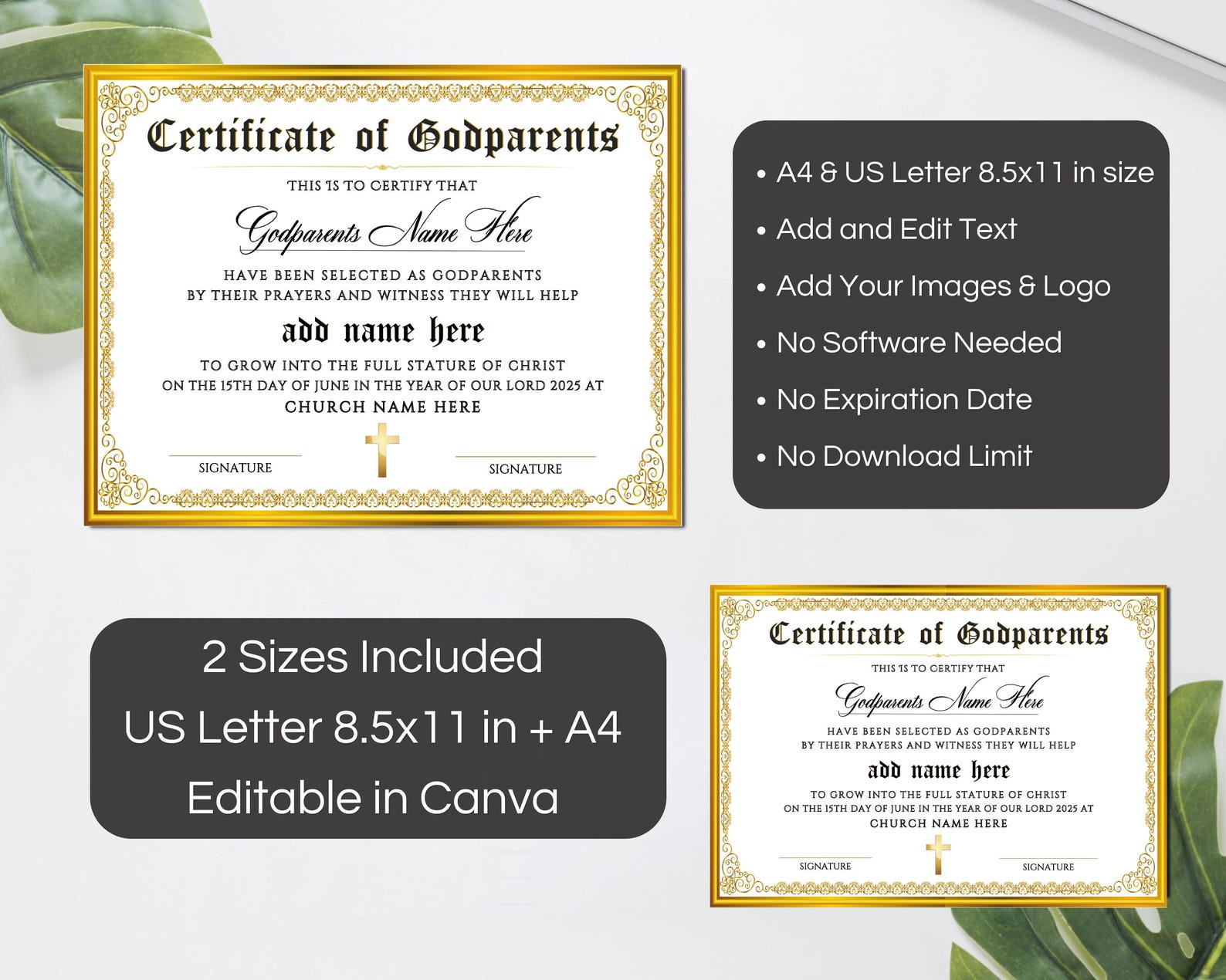 Certificate of Godparents Template, Editable Godparents Certificates ...