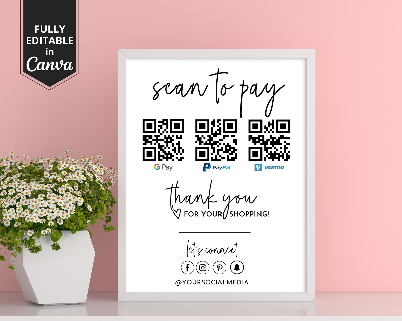 Editable QR Code Sign Template Printable Scan to Pay Sign - Etsy