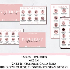 IV Therapy Aftercare Cards, Editable IV Hydration Care Card, Printable ...