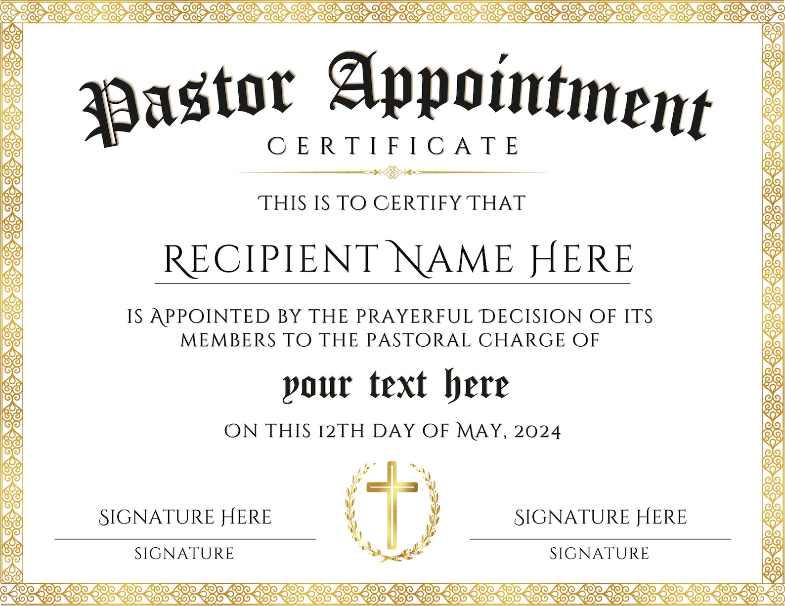 Pastor Appointment Certificate, Printable Certificates of Appointment ...