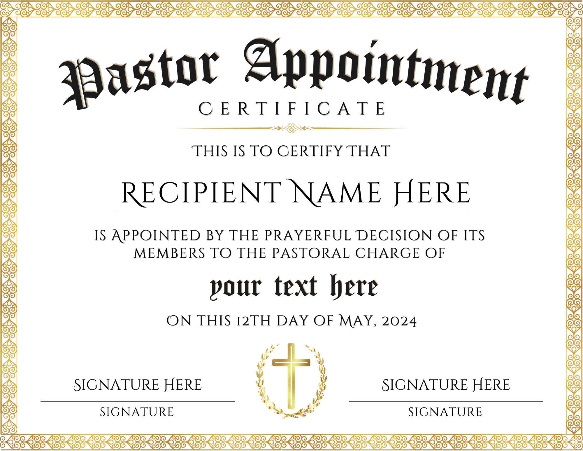 Pastor Appointment Certificate, Printable Certificates of Appointment ...