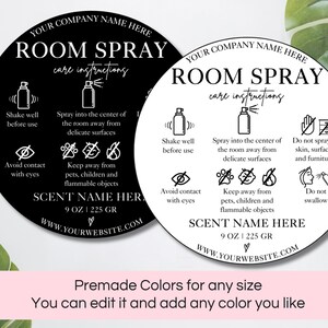 Room Spray Warning Label Template, Editable Spray Caution Label ...