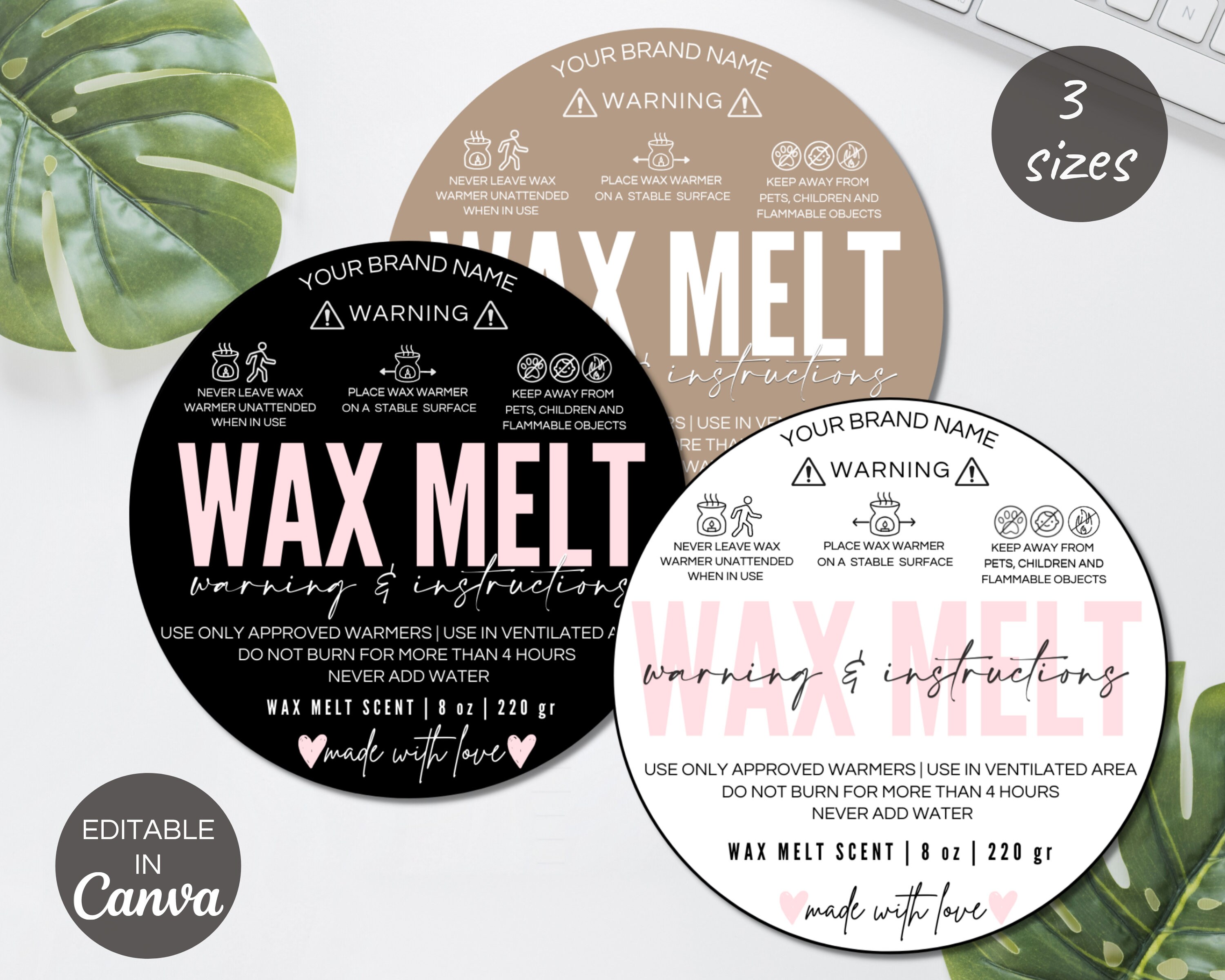 Wax Melts Warning Label Editable Template Printable Wax Tarts - Etsy