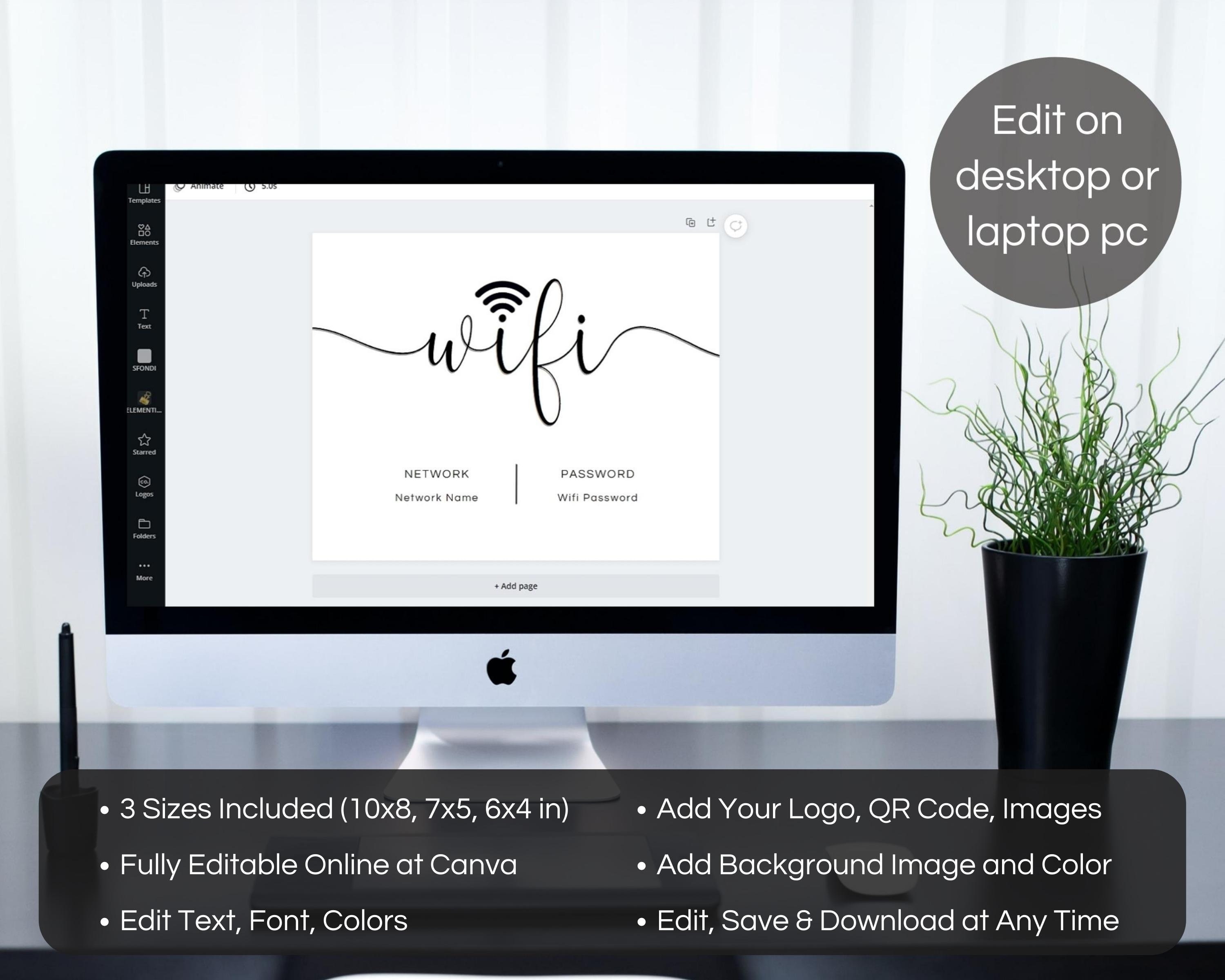 Wifi Sign Template Custom Wifi Password Sign Editable Airbnb - Etsy