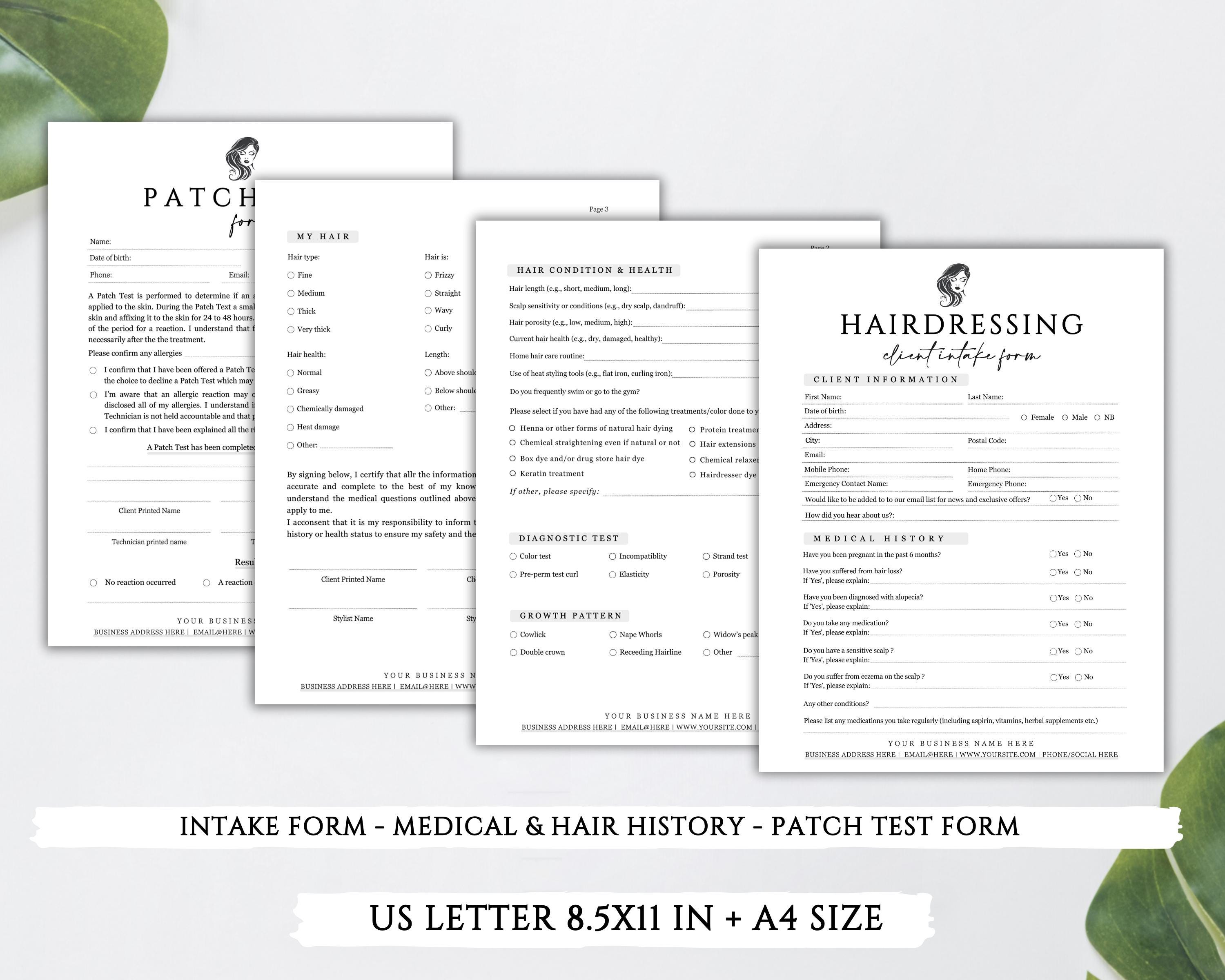 Hairdressing Forms Bundle, Editable Hair Consent Form, Hair Instagram ...