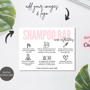 Shampoo Bar Care Card Template, Editable Solid Shampoo Care ...