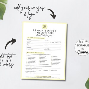 Lemon Bottle Injections Client Forms Bundle, Editable Fat Dissolving ...