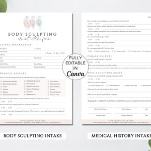 Body Sculpting Intake Forms Bundle, Editable Body Contouring ...