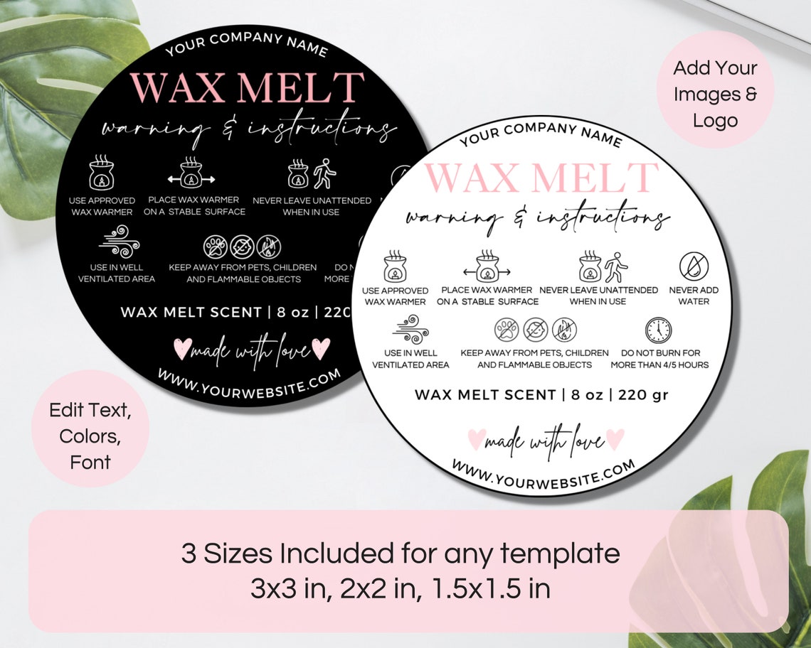 Wax Melts Warning Label Template Printable Wax Melt Safety - Etsy