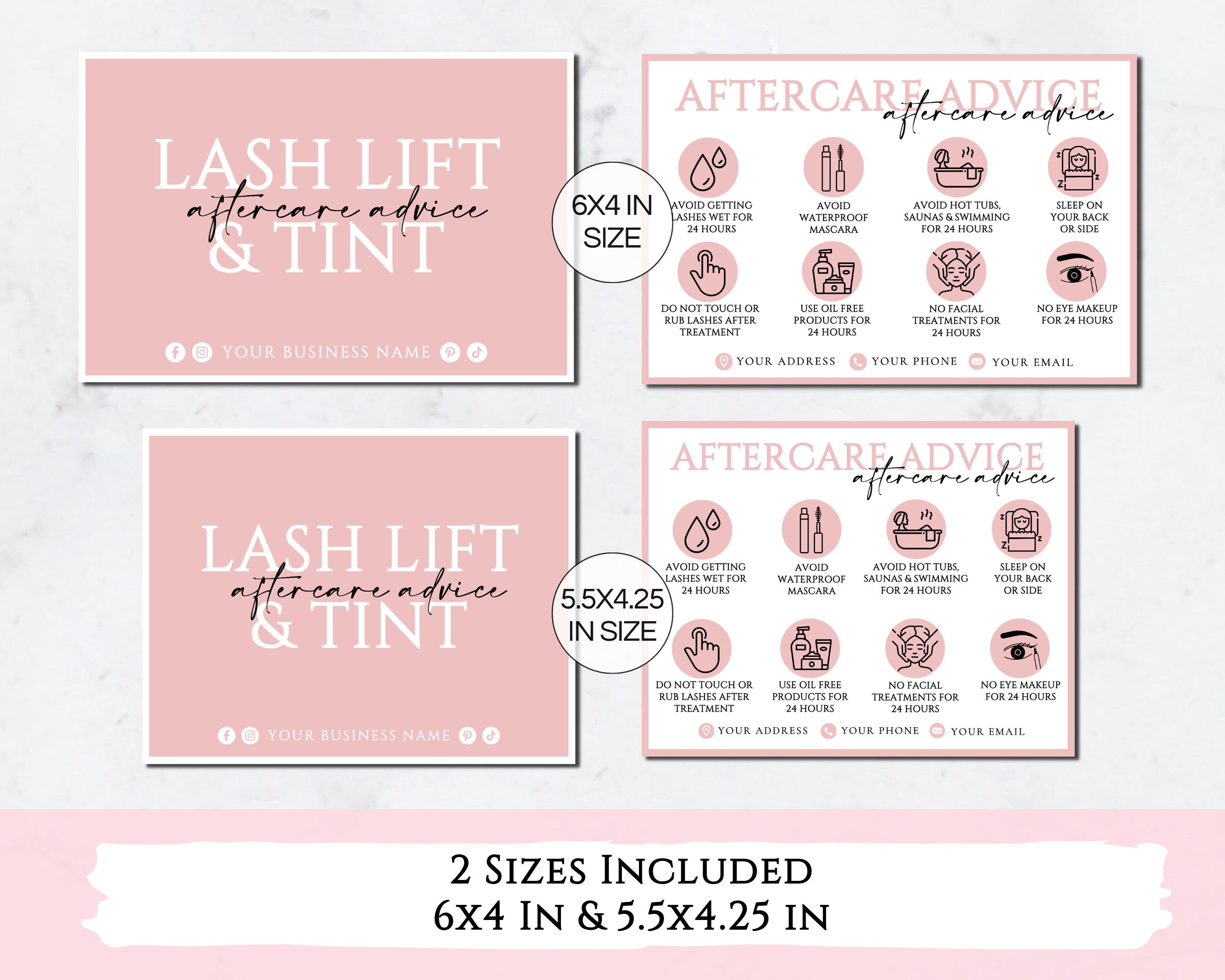 Lash Lift Tint Aftercare Card, Printable Lashes Lift Care Cards ...