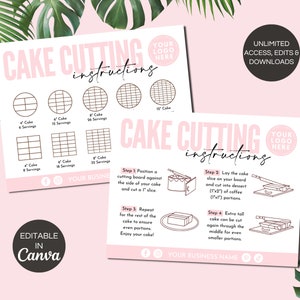 Cake Cutting Guide Cards, Editable Cake Cutting Instructions Cards ...