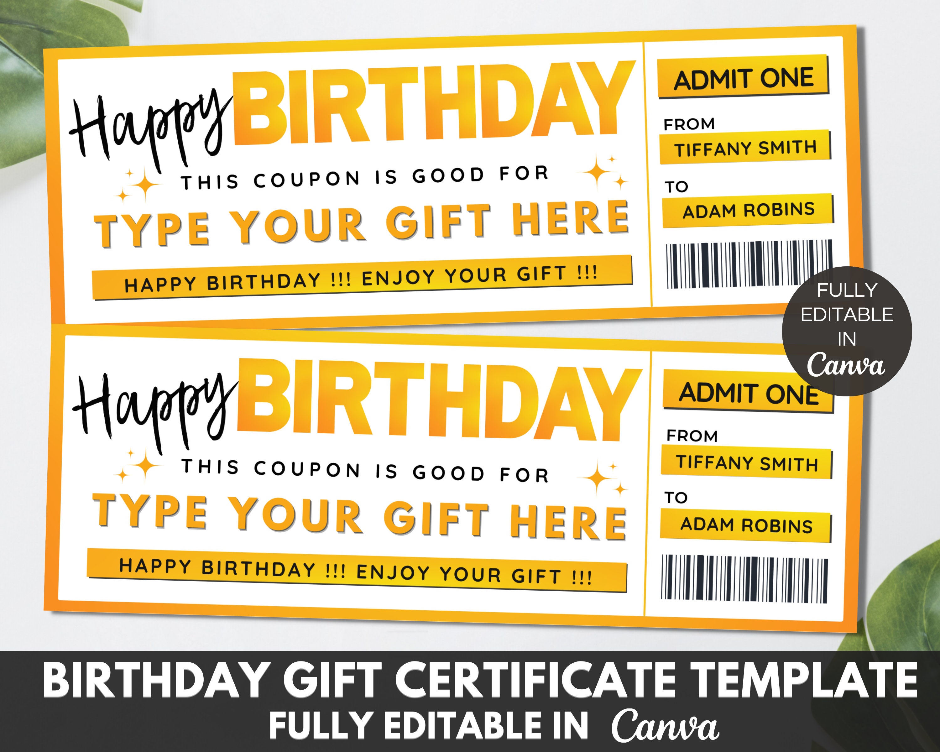 Editable Birthday Gift Certificate Template Printable - Etsy