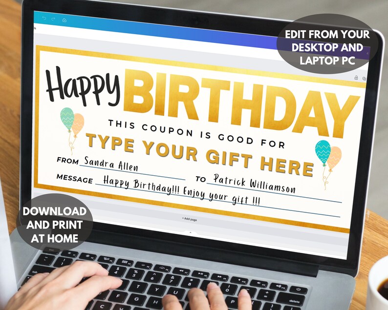 Happy Birthday Gift Certificate, Editable Birthday Coupon Canva ...