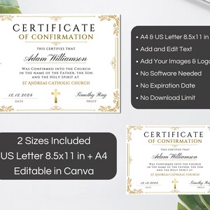 Certificate of Confirmation Template, Editable Religious Confirmation ...