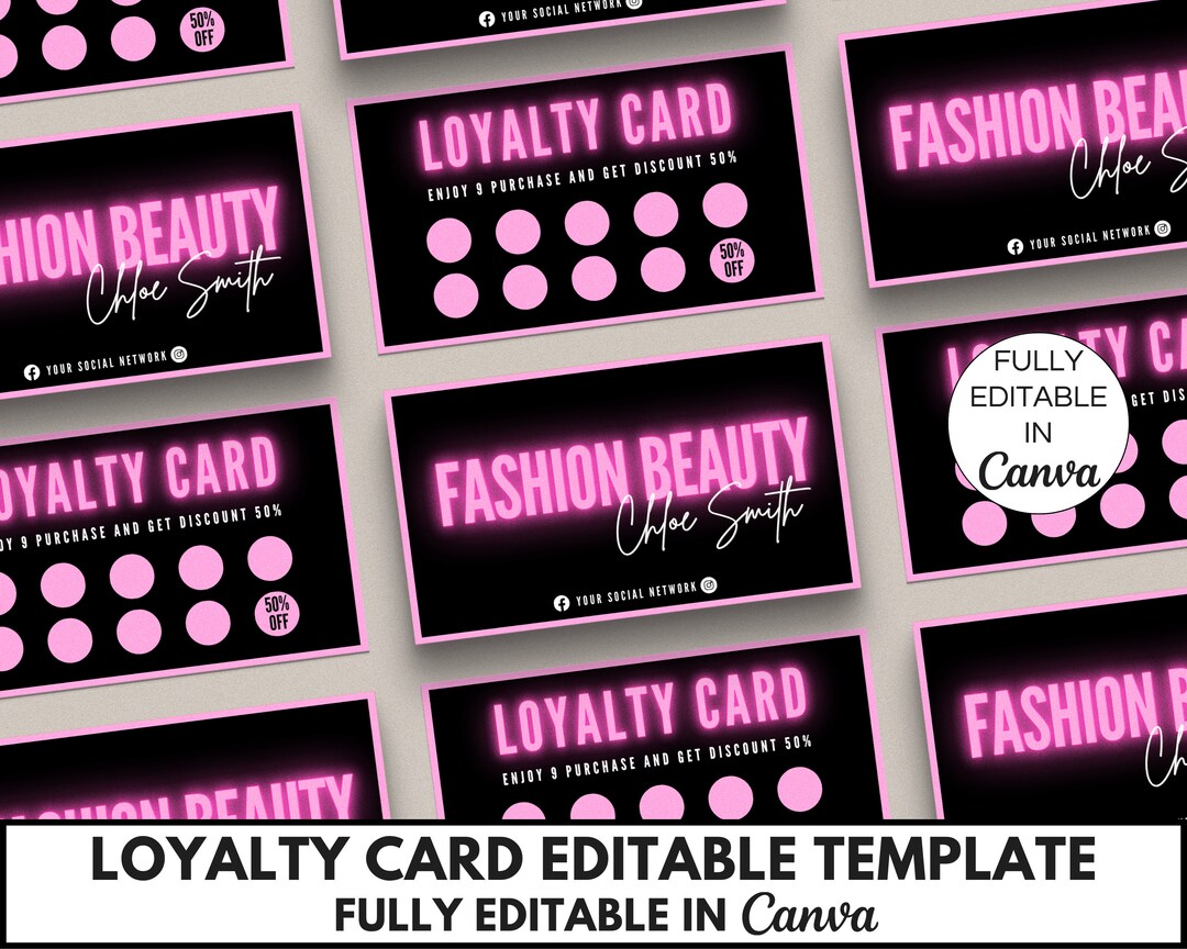 Editable Loyalty Card Template Printable Loyalty Cards Punch - Etsy