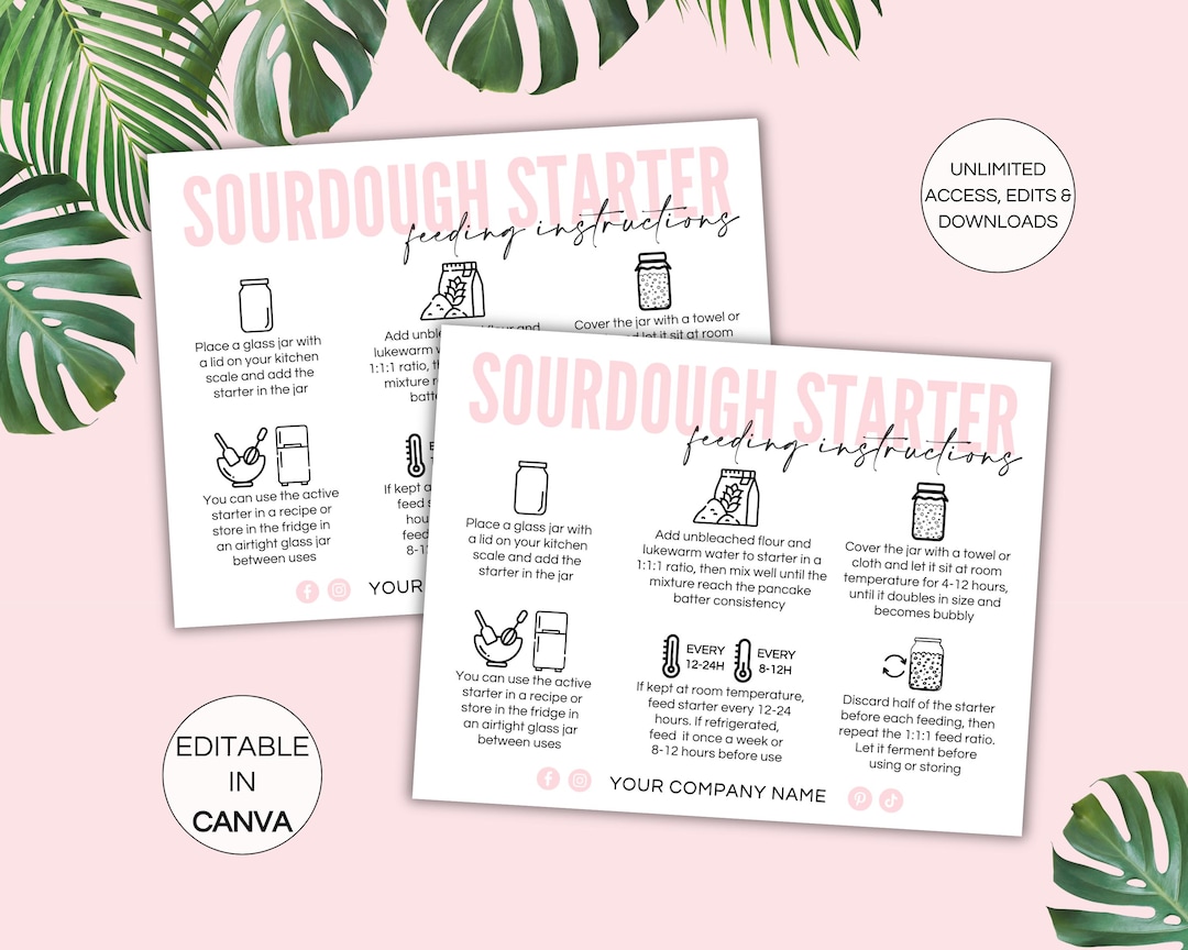 Editable Sourdough Starter Instructions, Sourdough Starters Feeding ...