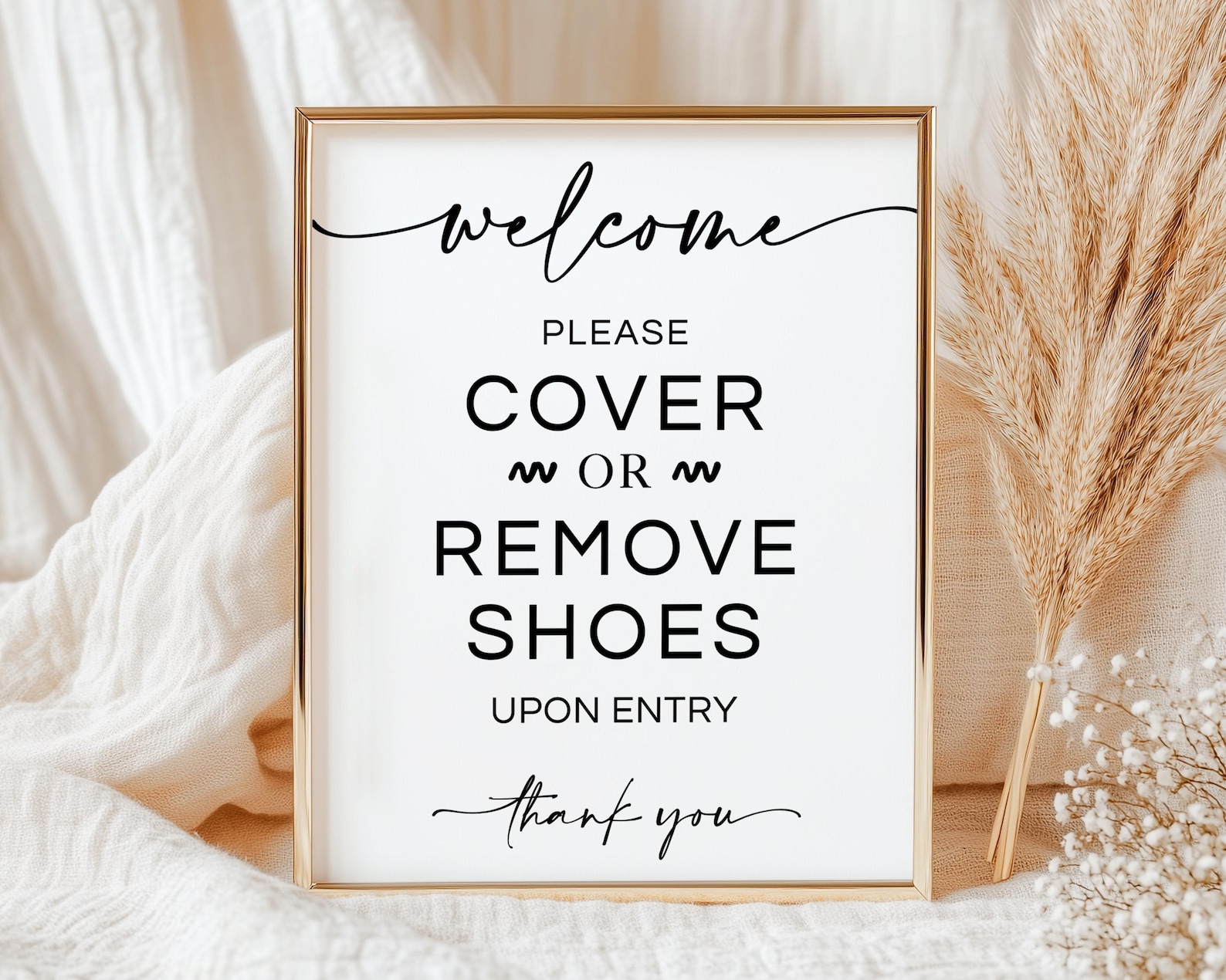 Welcome Remove or Cover Shoes Sign Template, Editable Welcome to Our ...