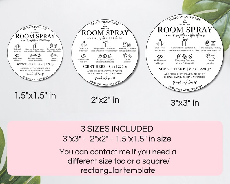Room Spray Warning Label Template, Editable Spray Caution Label ...